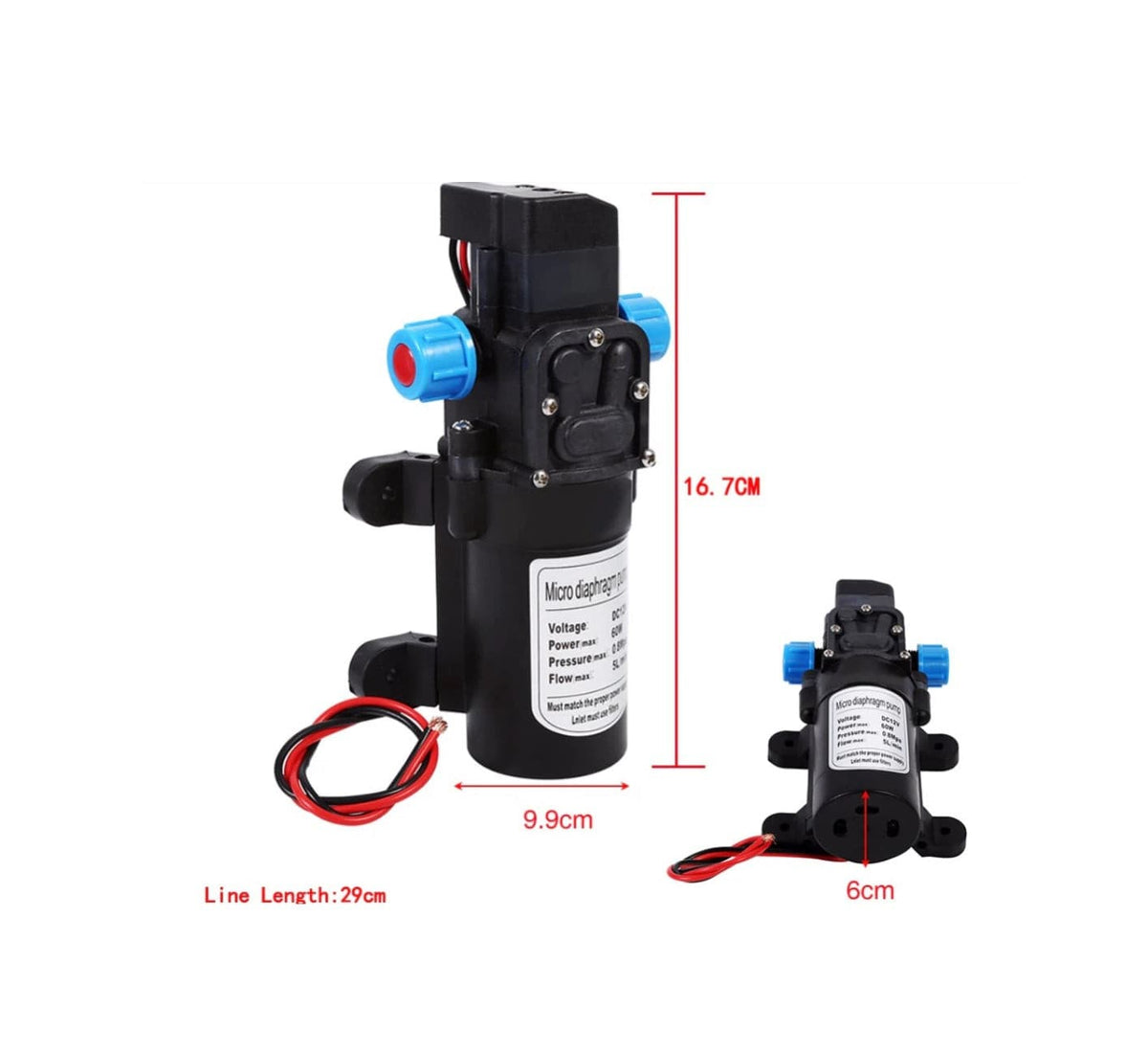 60W DC 12V High Pressure Water Pump 5L/min Self Priming Micro Diaphragm Pump Automatic Switch ...