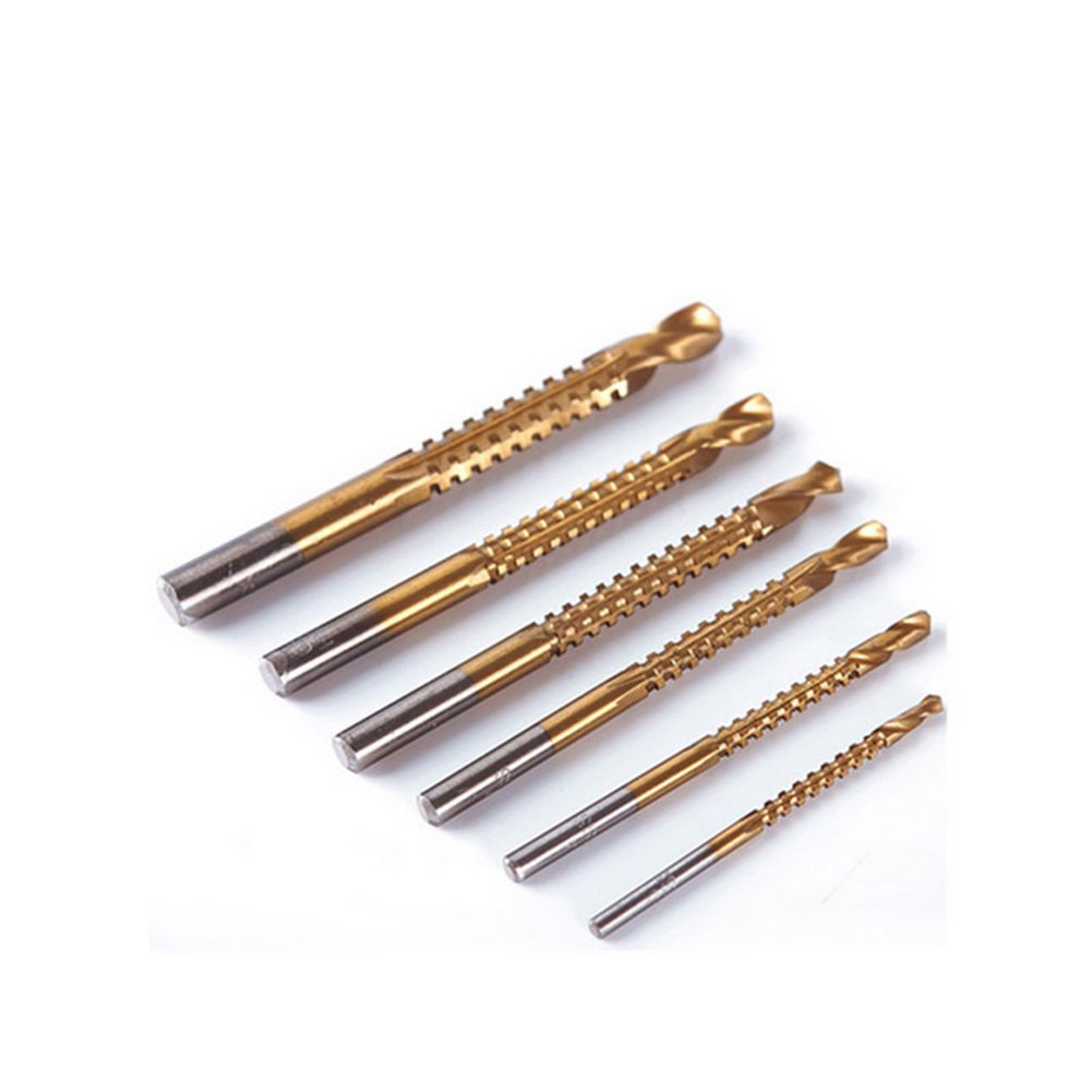 6pcs Hss Titanium Mane Drill Tap Combination Bit Tapping Deburring ...