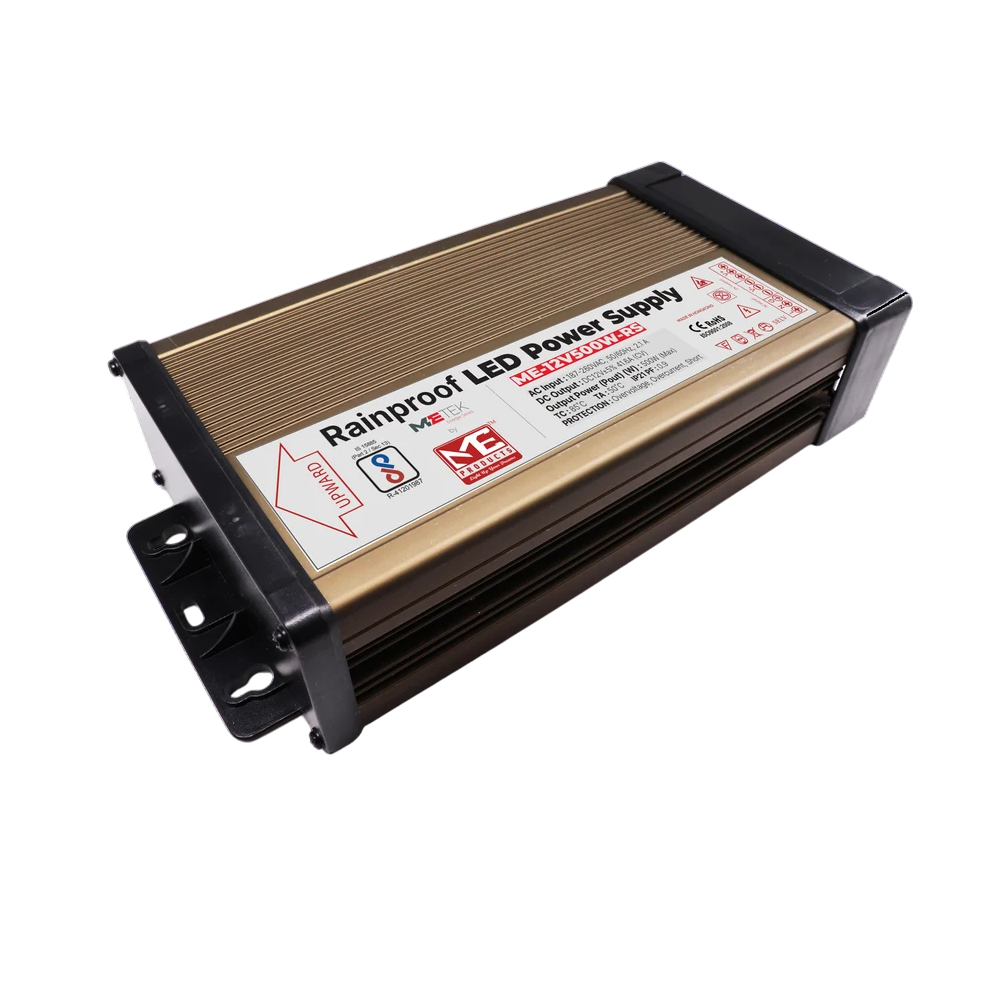 METEK 12V 41.6A 500W Rainproof Power Supply – ME-12V41A-RP IP43 Outdoor ...