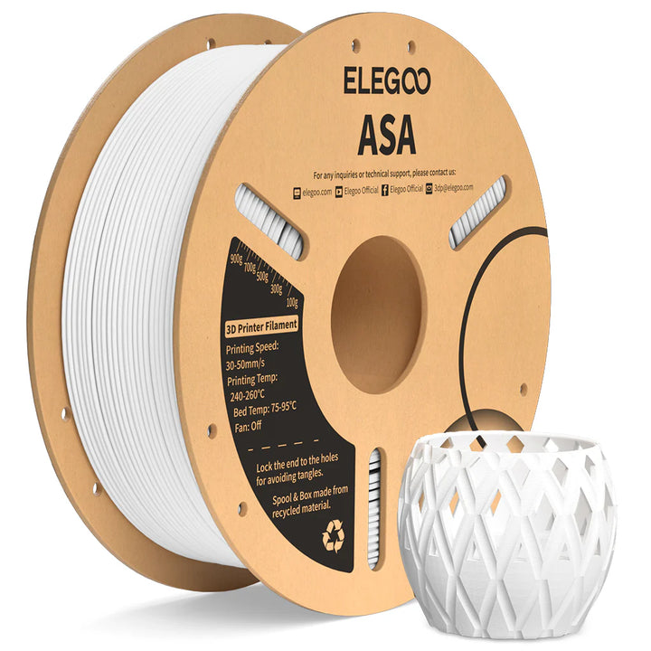 ELEGOO ASA Filaments (White): Most Affordable, and UV & weather ...