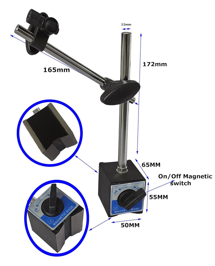 Magnetic Dial Indicator Stand with Fine Adjustment Universal Arm Base ...