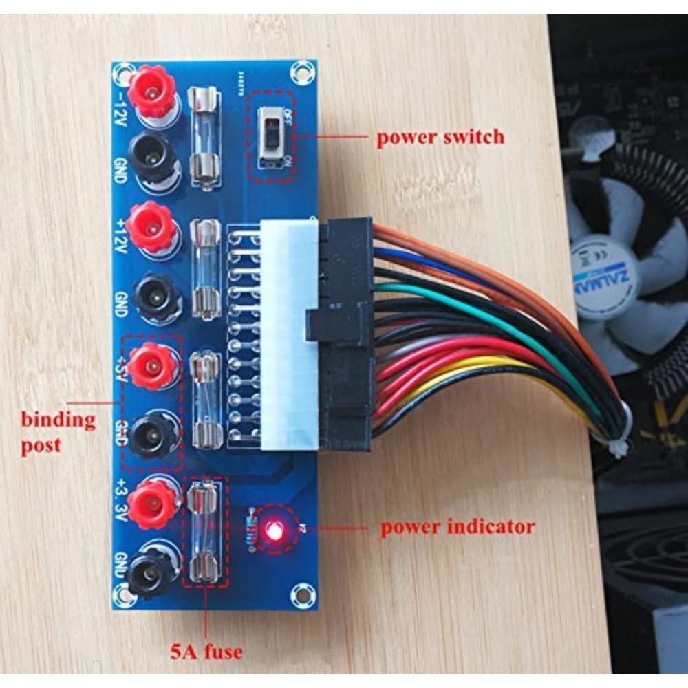 Benchtop Power Board 24 Pin Computer ATX Power Supply Breakout Adapter ...
